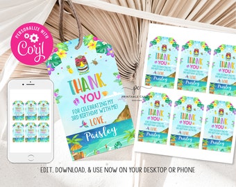 Luau Party Favor Tags Printable Editable INSTANT DOWNLOAD - Etsy