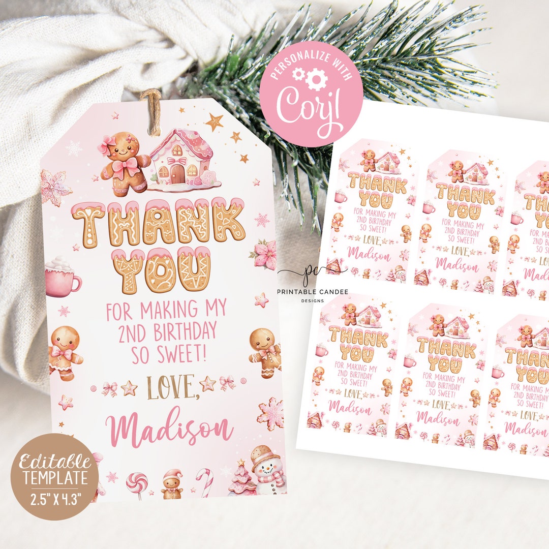 Christmas Cookie Favor Tags Oh Snap Cookie Decorating Party Favors Pink ...