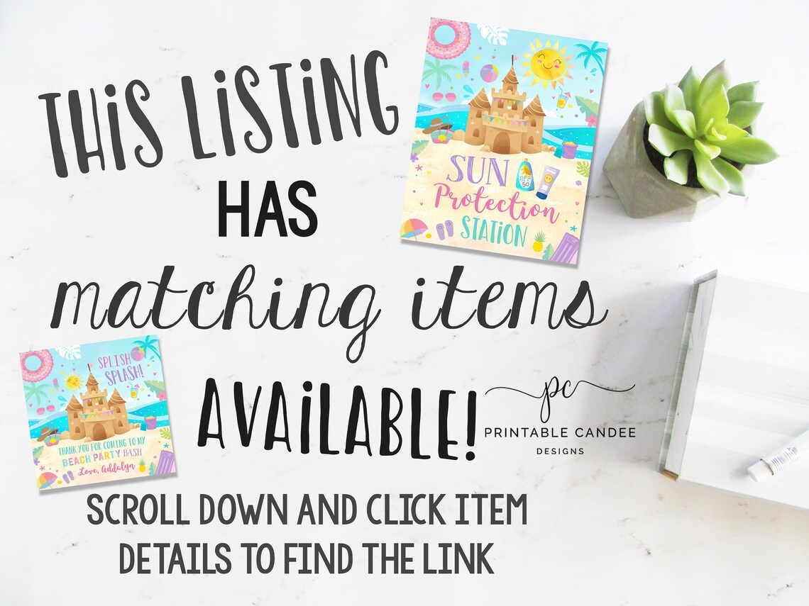 Beach Party Sun Protection Station Girl Birthday Summer Beach - Etsy