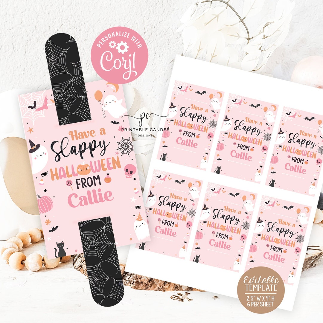Halloween Slap Bracelet Card Template Girl Pink Halloween Slappy Gift ...