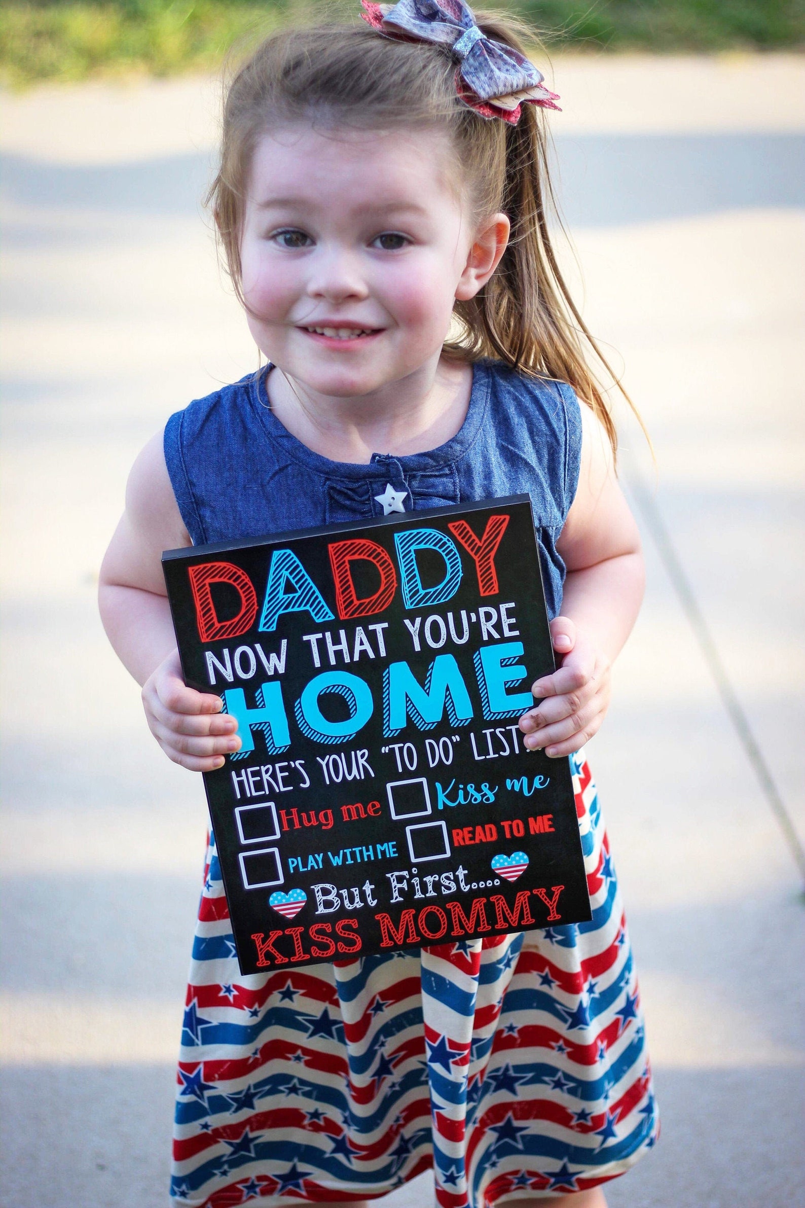 Welcome Home Daddy Kids Sign Red White Blue to Do List Homecoming Back ...
