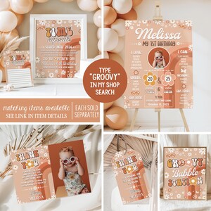 Groovy Birthday Table Sign Daisy Rainbow Groovy Birthday Decor Party ...