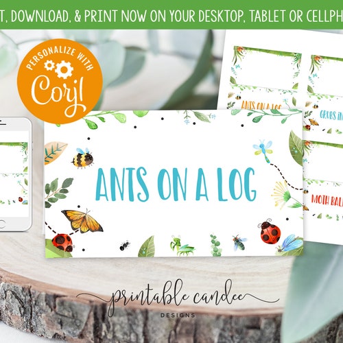 Bug Food Sign Boy Bugs Birthday Party Decor Bee Table Instant - Etsy