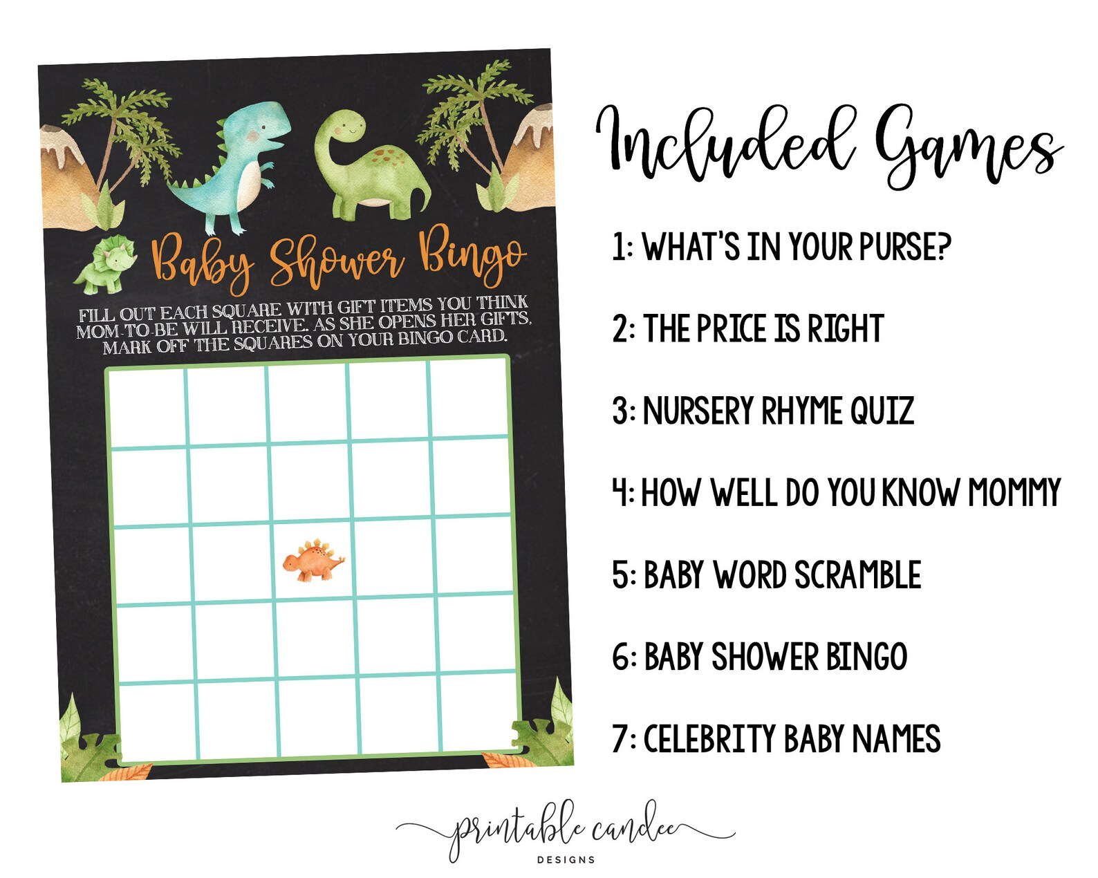 Dinosaur Baby Shower Games Pack It's a Boy Dino Party - Etsy
