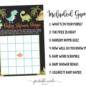 Dinosaur Baby Shower Games Pack It's a Boy Dino Party Decor Bingo ...