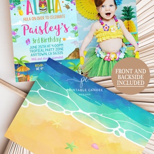 Luau Invitation Editable Beach Birthday Party Luau Invite Tropical ...