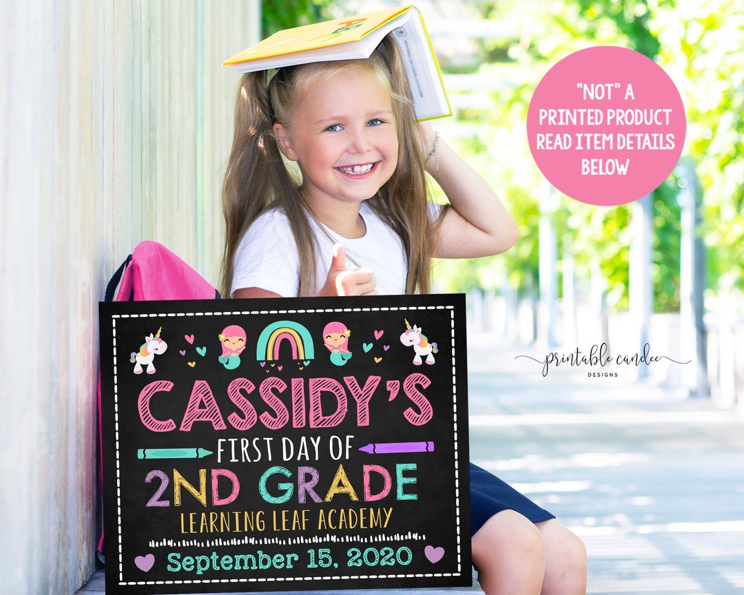 First Day of Preschool Sign 1st Day of Kindergarten Girl Unicorn ...