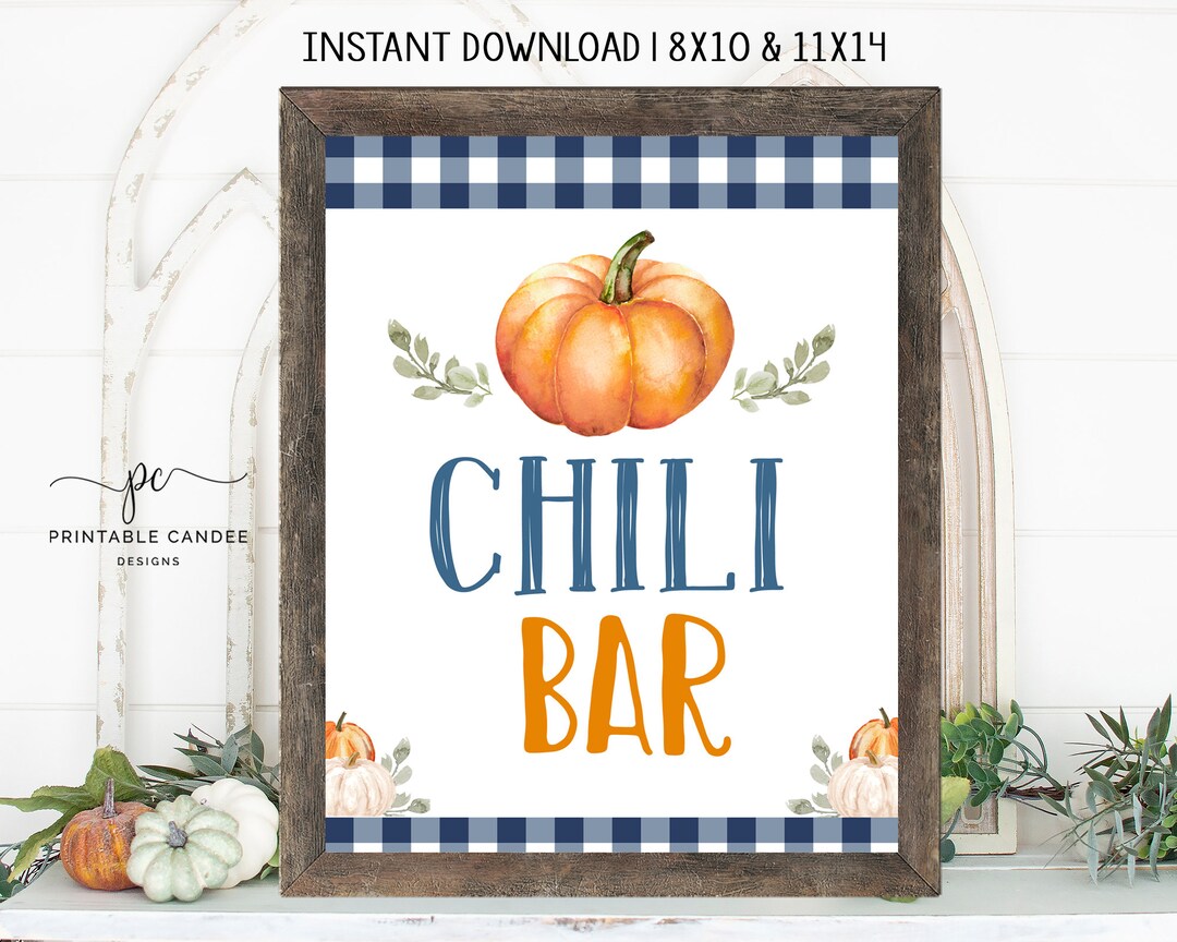 Pumpkin Chili Bar Sign Birthday Boy Table Sign Pumpkin Party Signs ...
