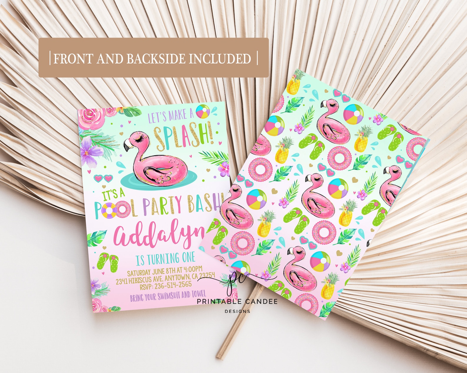 Flamingo Pool Party Invitation Editable Summer Birthday Invite - Etsy