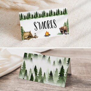 Camping Food Tents One Happy Camper Birthday Smores Woodland Bear 1st ...