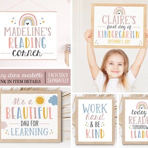 Editable Teacher Name Sign Template Classroom Decor Neutral Rainbow ...