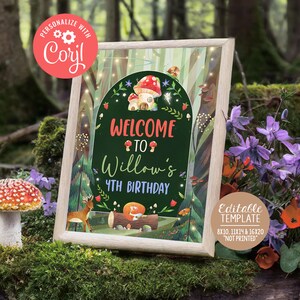 Editable Enchanted Forest Party Welcome Sign Woodland Fairy Birthday ...