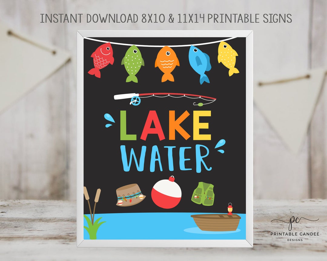 Fishing Drink Sign Fish Water Table Sign Chalk Fishing Party Signs ...