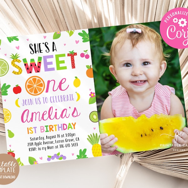 Fruit Themed 1st Birthday Invitation - Etsy