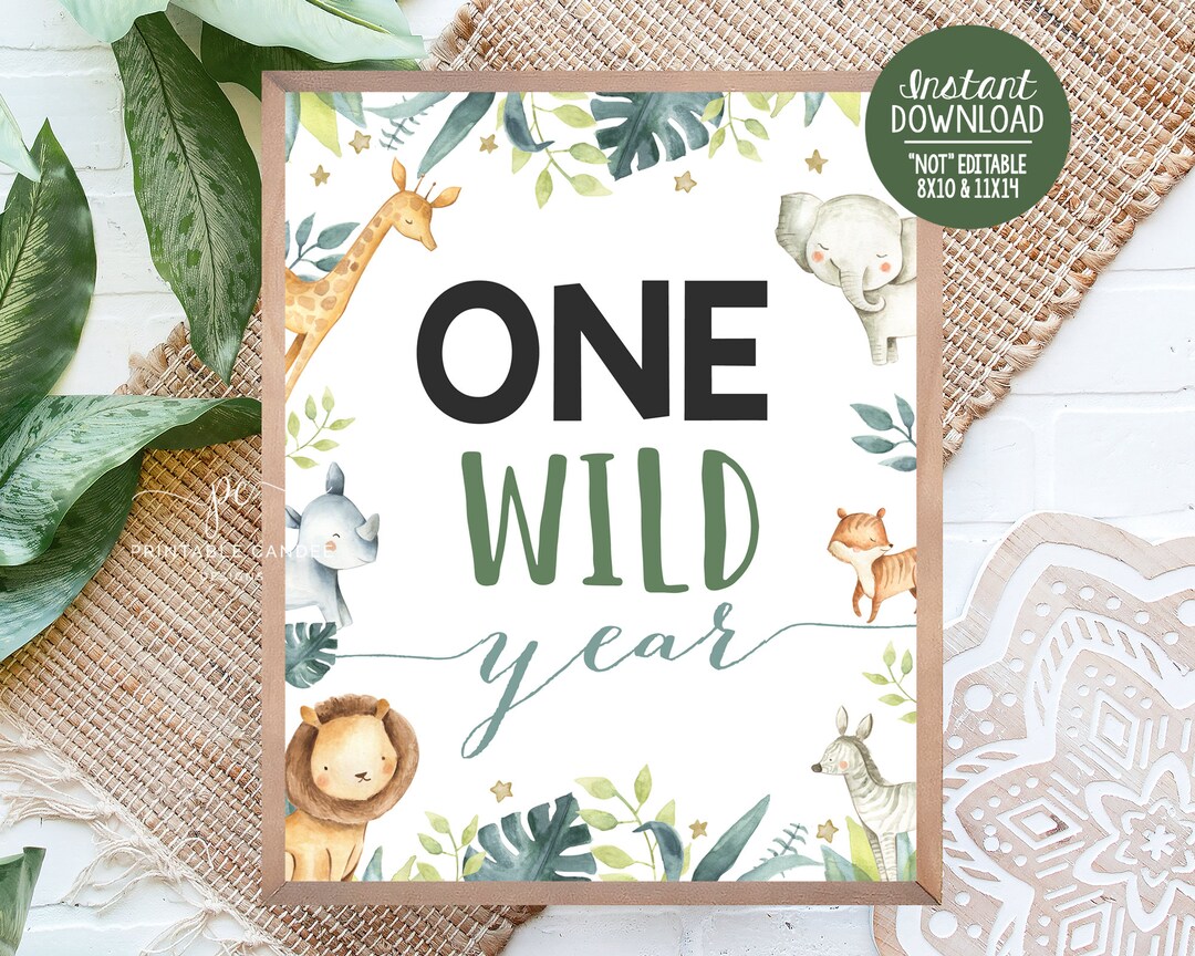 Safari 1st Birthday One Wild Year Sign Wild Boy Jungle Theme - Etsy Israel