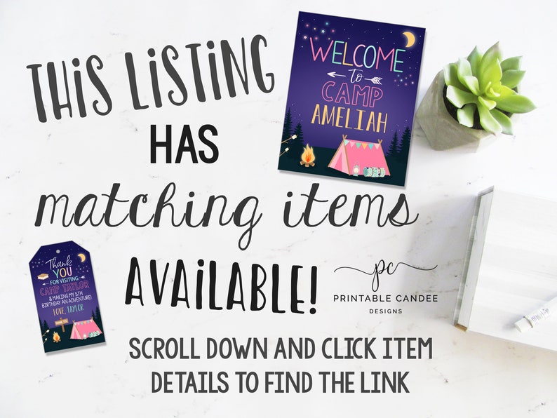 Girl Camping Food Tents Editable Labels Sleepover Party - Etsy