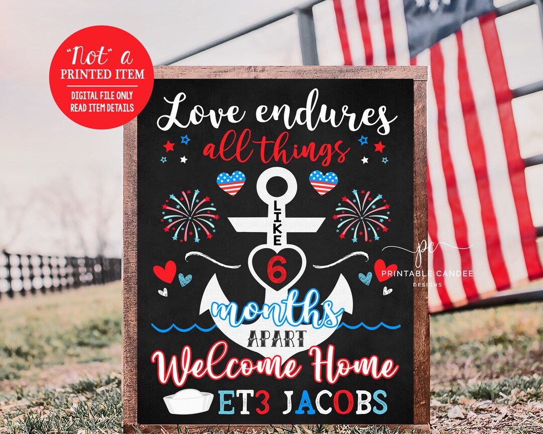 Welcome Home Wife Spouse Husband Sign Sailor Homecoming Anchor Back ...