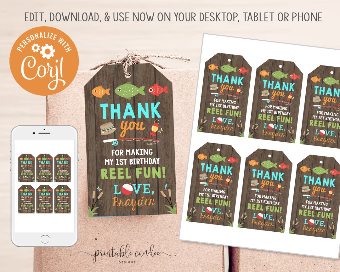 Fishing Favor Tags Editable Favors Fish Birthday Party Decor - Etsy