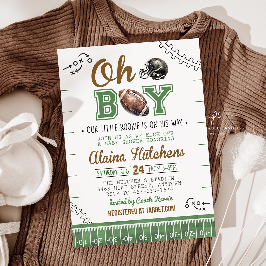 Football Baby Shower Invitation Template Baby Boy Sports Theme Football ...