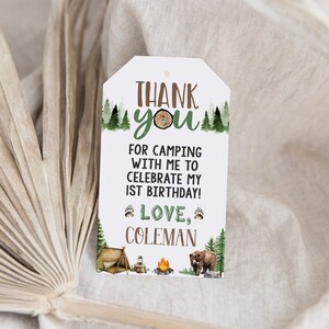 Editable Camping Favor Tags One Happy Camper Woodland Smores Favors ...