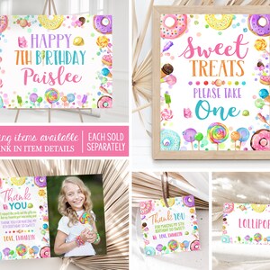 Candy Welcome Sign Template Lollipop Donut Girl Birthday Theme Sweet ...