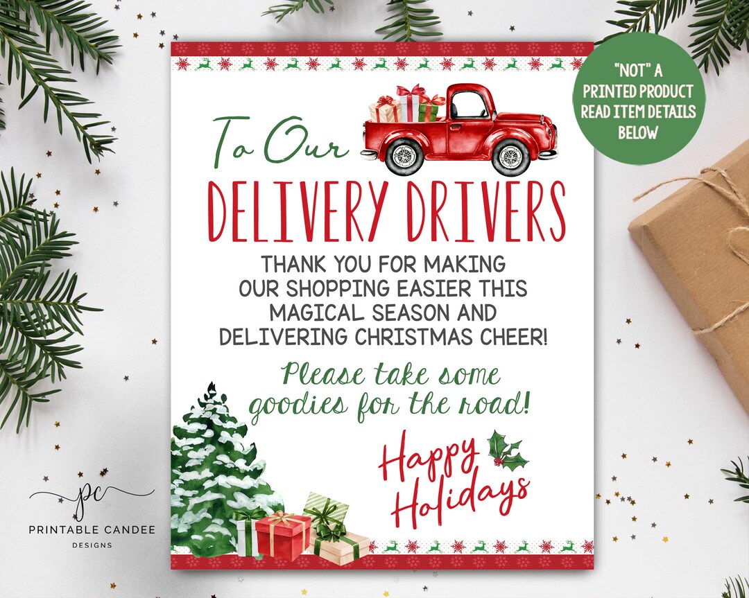 Delivery Driver Sign Thank You Christmas Printable Mail Man - Etsy