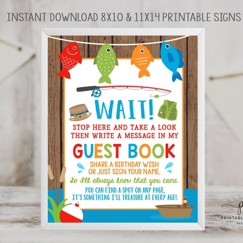 Fishing Birthday Welcome Sign the Big One Fish Decor Instant - Etsy