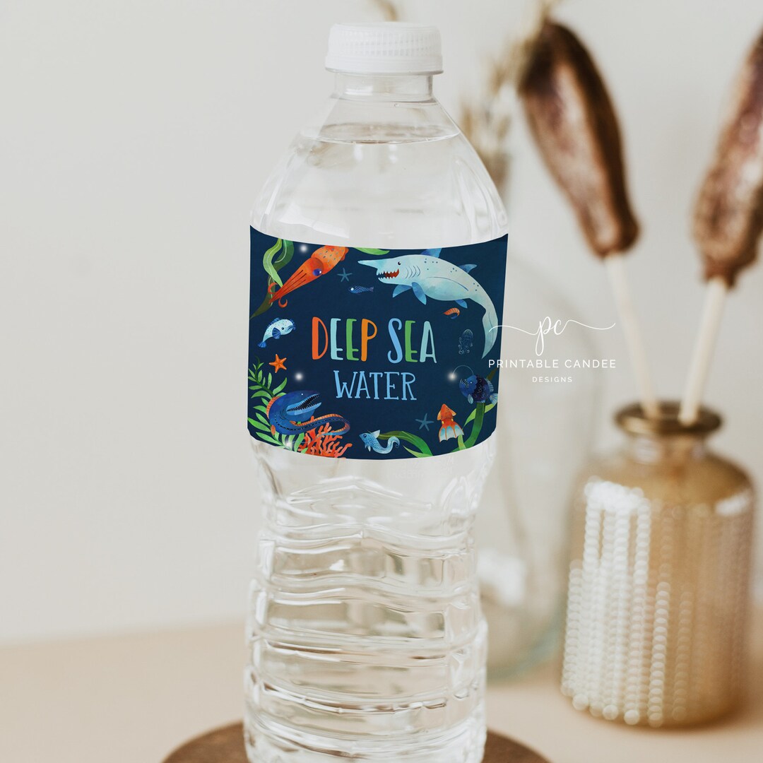 Editable Under the Sea Water Bottle Labels Deep Sea Creatures Boy ...
