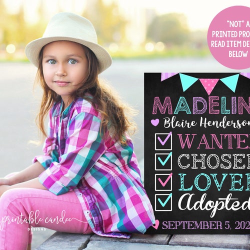 Adoption Announcement Sign Digital Chalkboard Adopted Poster - Etsy