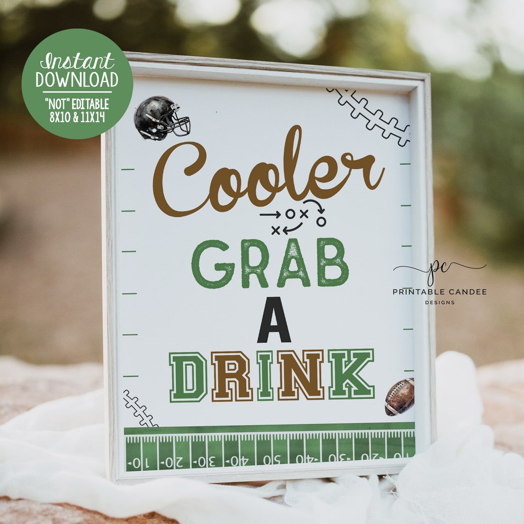 Football Drink Sign Sports Birthday Party Printable Decor Rookie Theme ...