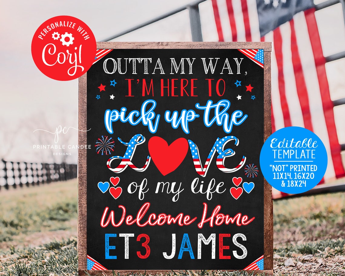 Welcome Home Wife Spouse Husband Sign Template Love of My Life ...