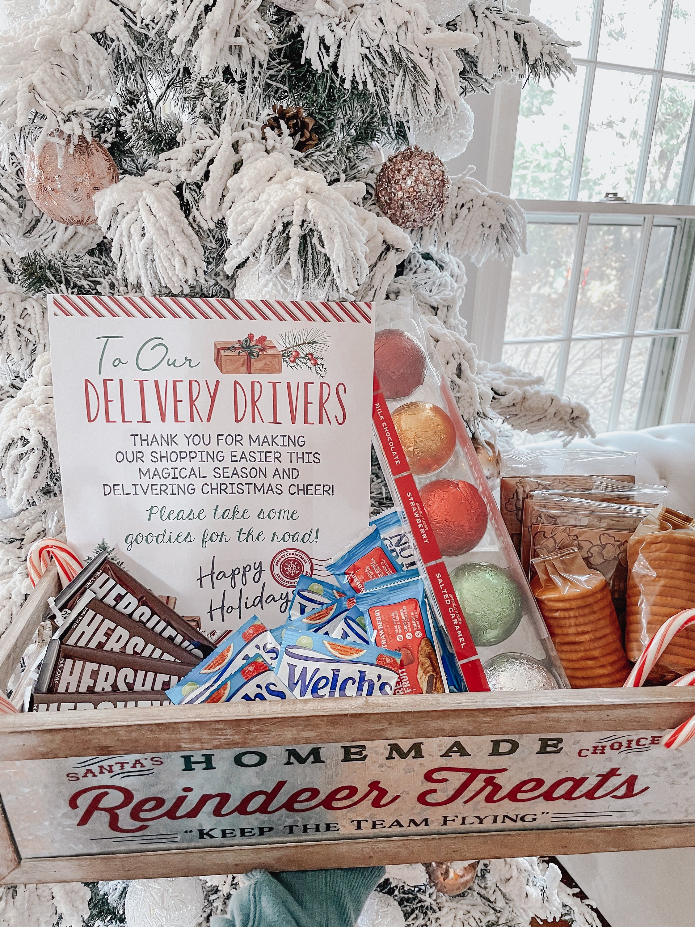 Delivery Driver Sign Thank You Christmas Printable Mail Man Gift Snacks ...