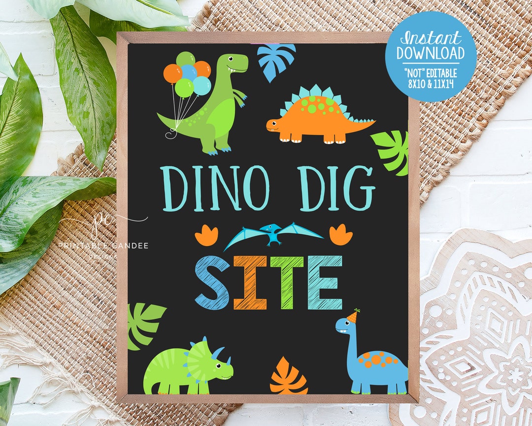 Dinosaur Party Sign Boy Dino Birthday Party Theme Dino Dig Site Sign ...