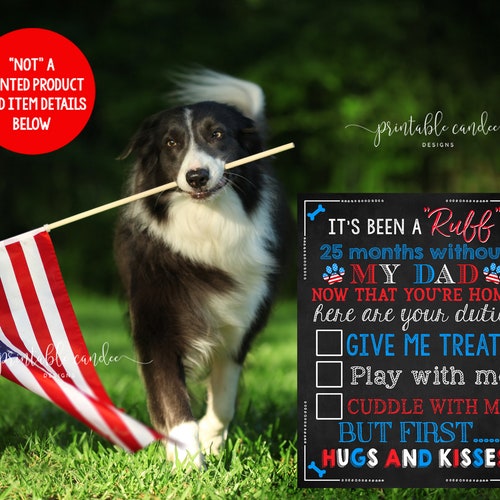 Welcome Home Dog Sign Dad Pet Homecoming Back From Deployment - Etsy