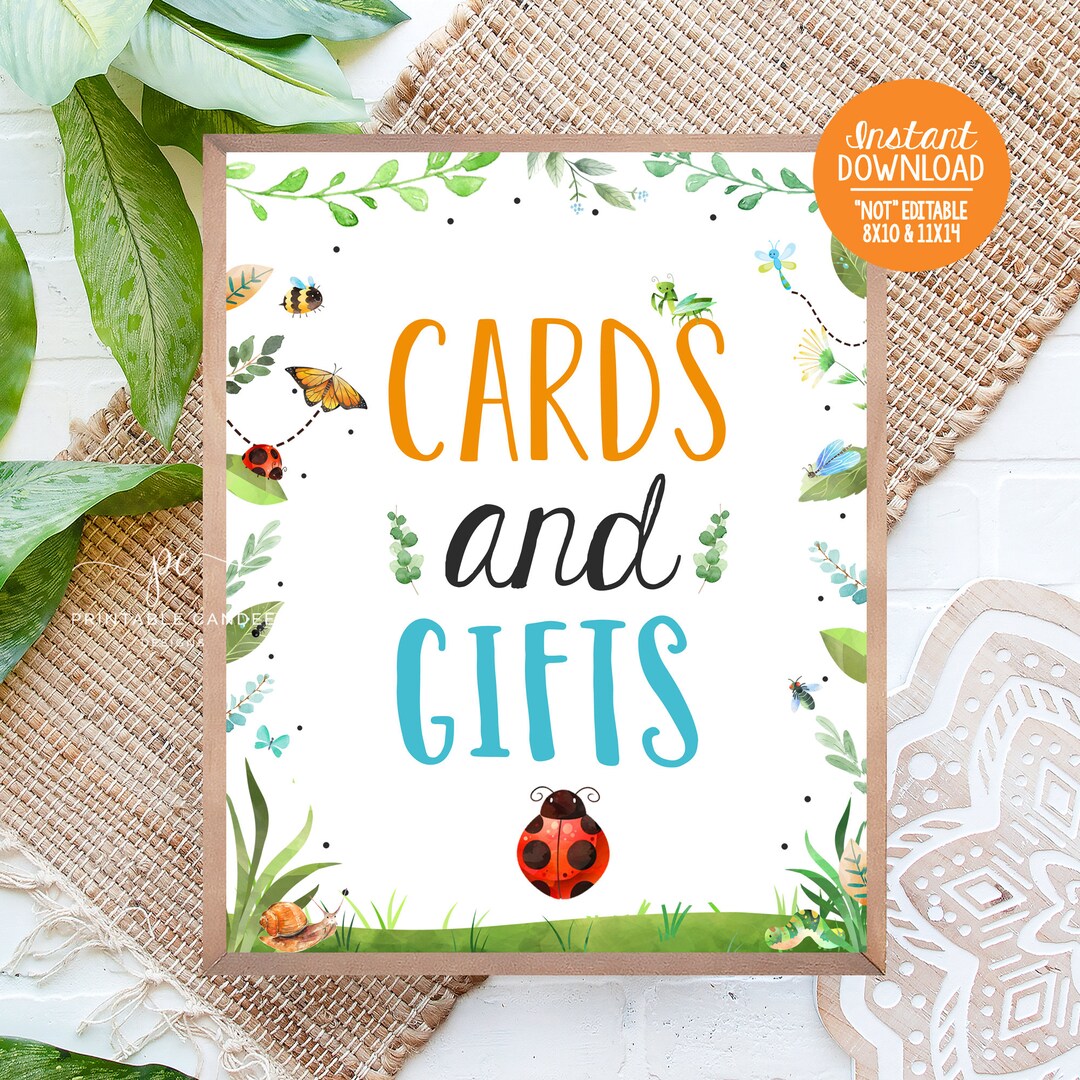 Bug Gift Sign Boy Bugs Birthday Party Decor Bee Gaifts and Cards ...