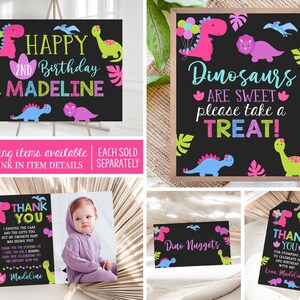 Editable Dinosaur Favor Tags Girl Dino Birthday Party Theme Favors ...