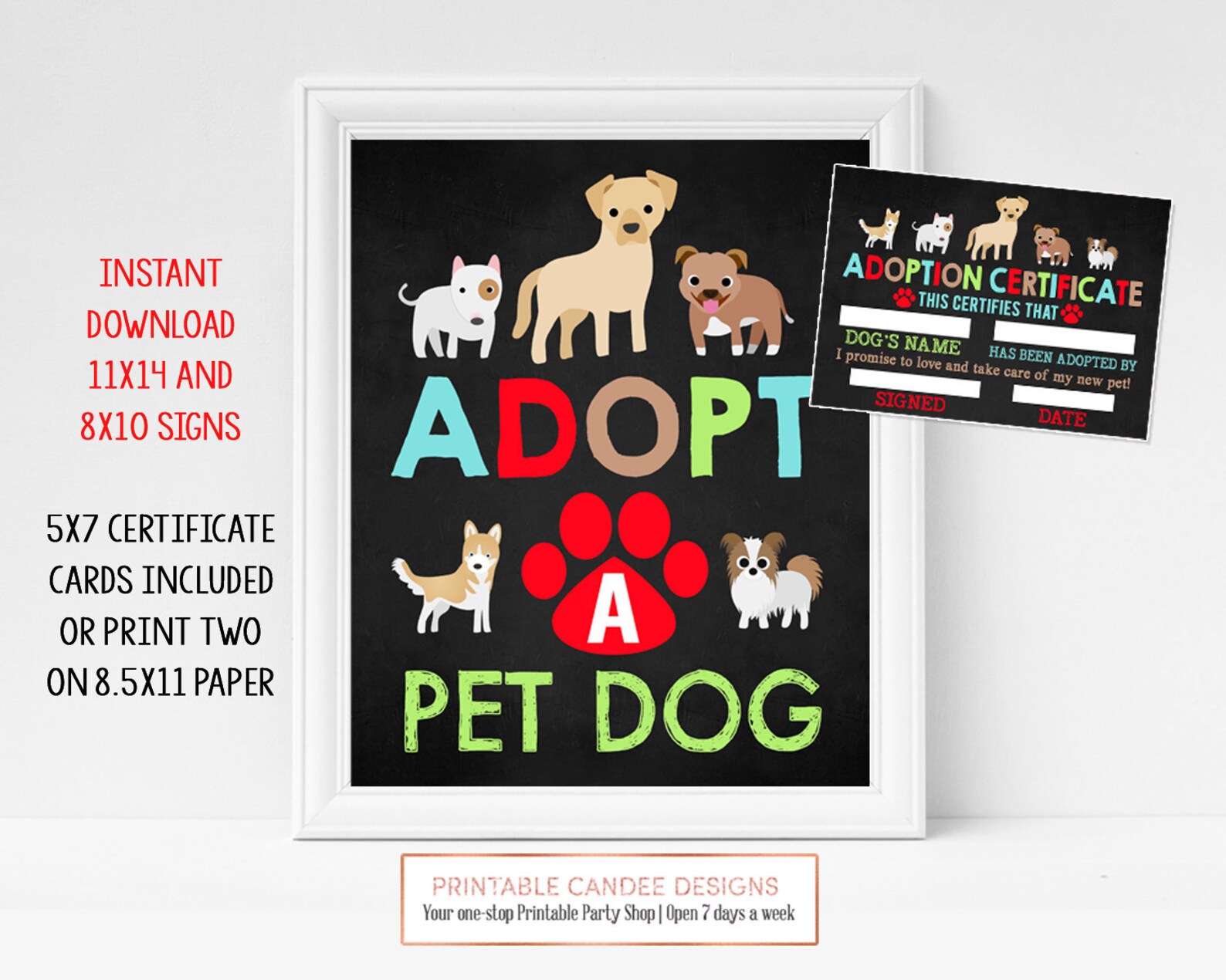 Adopt a Dog Certificate Pet Party Puppy Birthday Game - Etsy