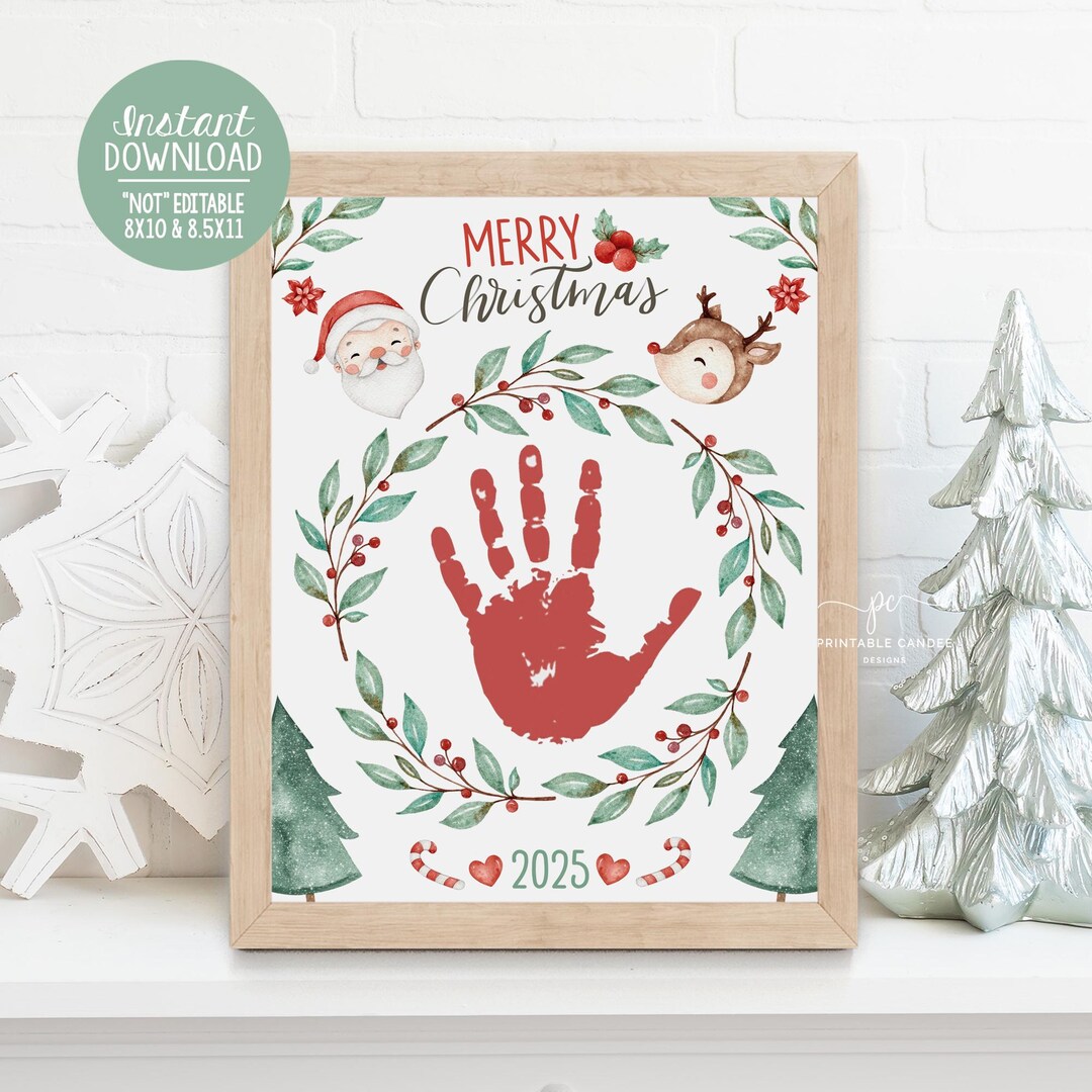 Christmas Wreath Handprint Craft Holiday School Santa Activity Kids ...
