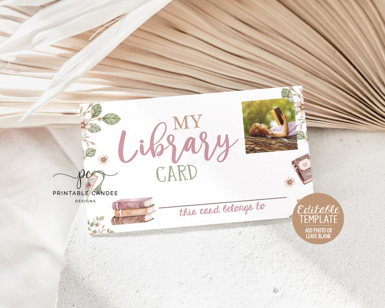 Editable Book Birthday Library Card Girl Library Themed Favor - Etsy