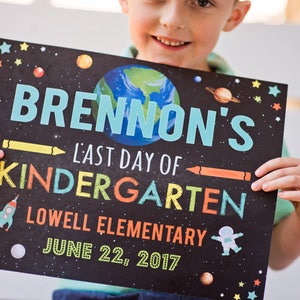 First Day of Preschool Sign 1st Day of Kindergarten Boy Planets Oter ...