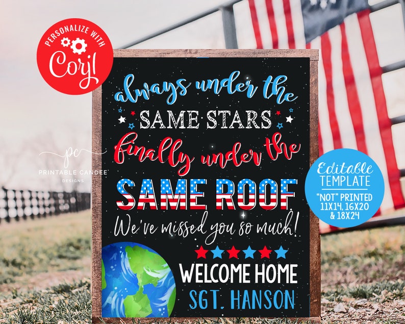 Welcome Home Wife Spouse Husband Sign Template Same Stars - Etsy