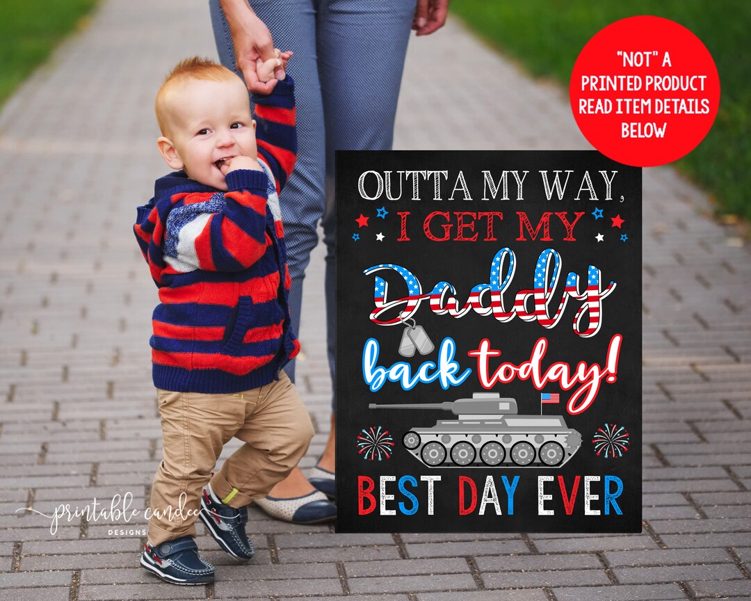 Welcome Home Daddy Sign Red White Blue Military Homecoming Back From ...