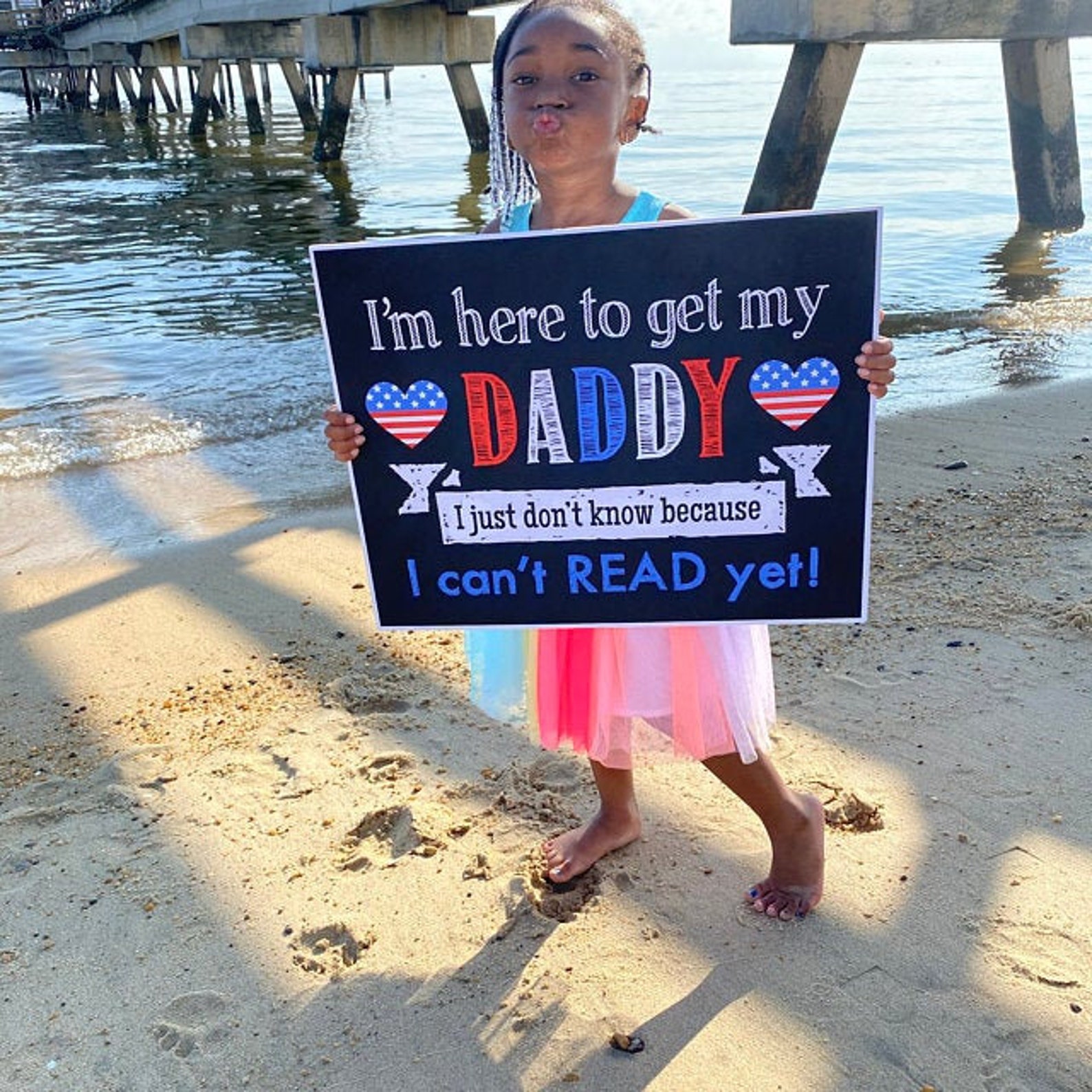 Welcome Home Daddy Sign Red White Blue Homecoming Back From Deployment