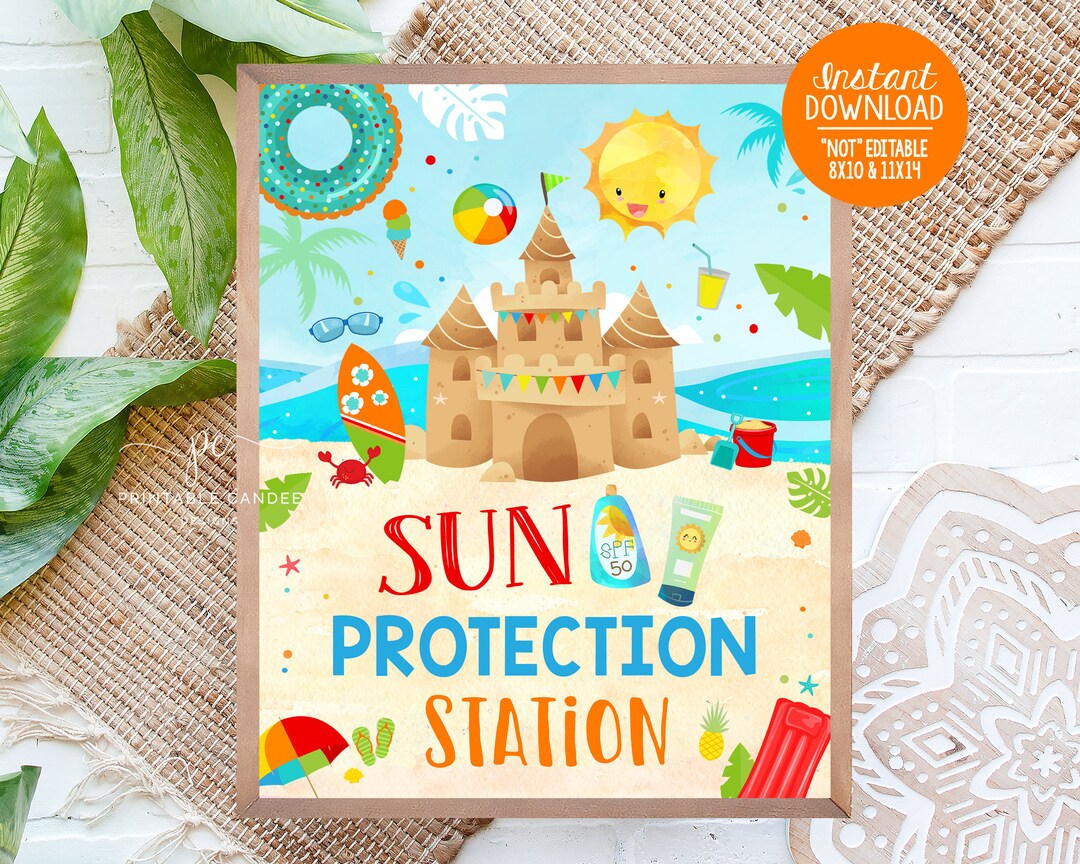 Beach Party Sun Protection Station Birthday Summer Beach Bash Theme ...