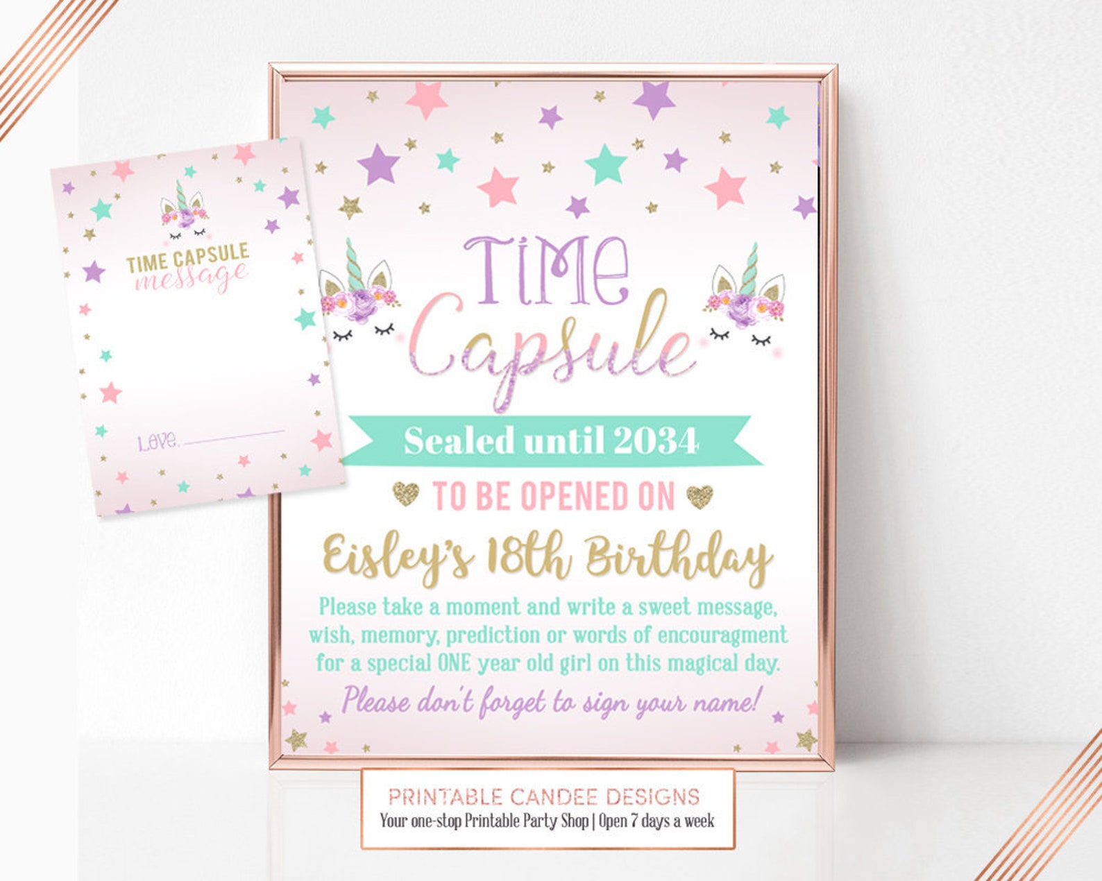 Unicorn Time Capsule Pink Gold Purple Mint Unicorn Note Cards | Etsy