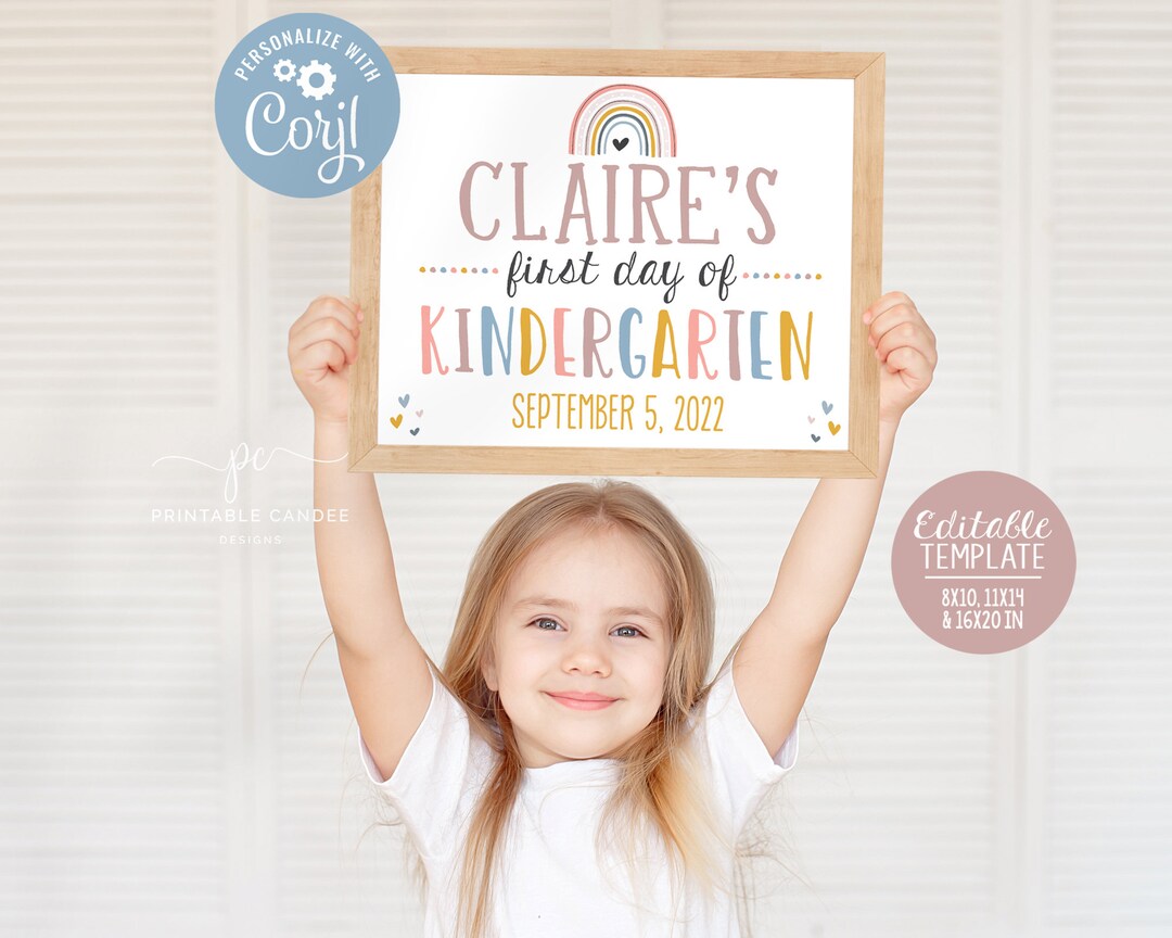 Editable First Day of School Sign Template Back to School Neutral ...
