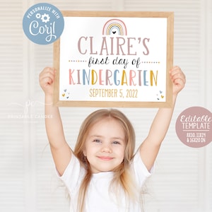 Editable First Day of School Sign Template Back to School Neutral ...