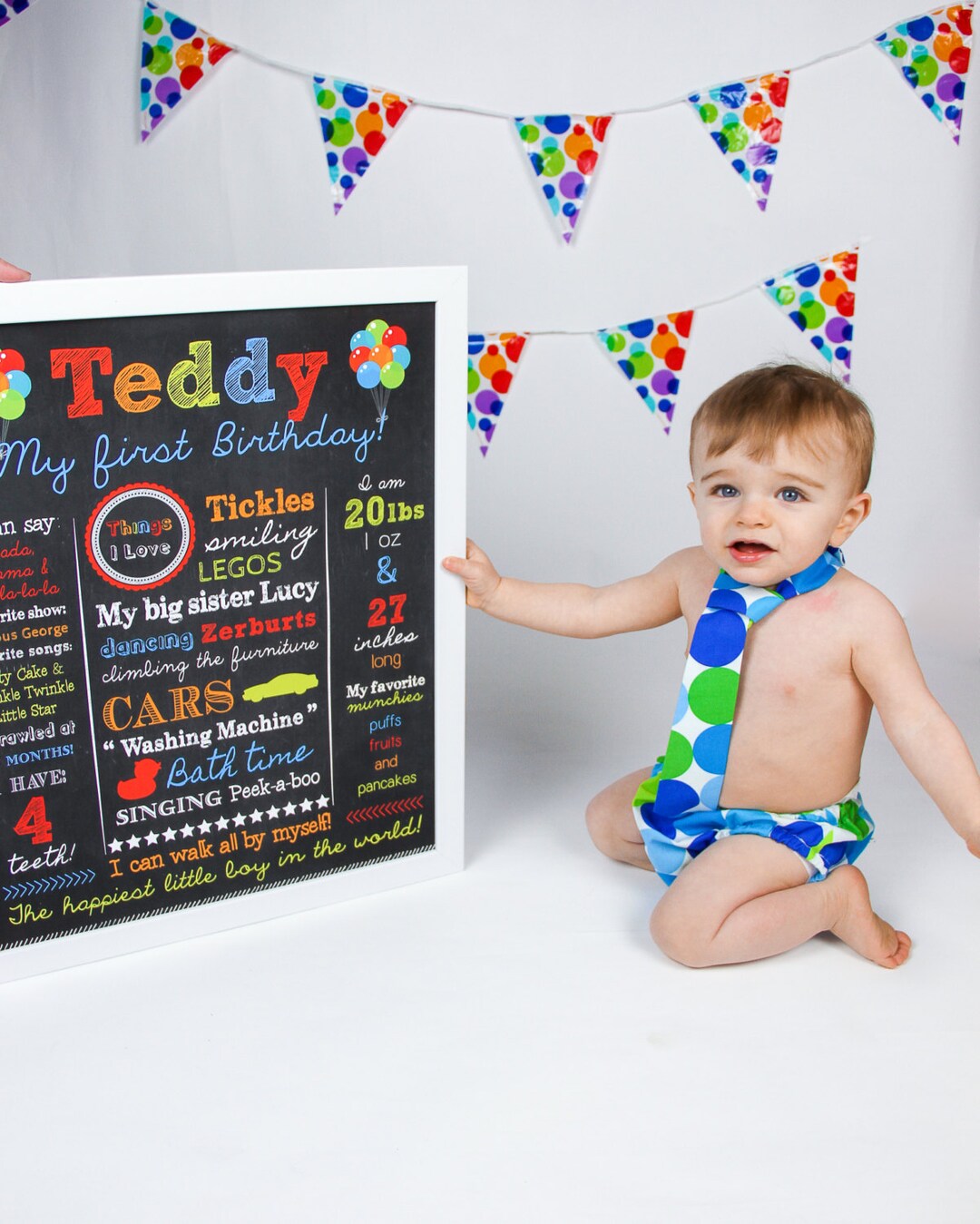 First Birthday Chalkboard Sign, Boy Chalkboard Poster, Rainbow ...