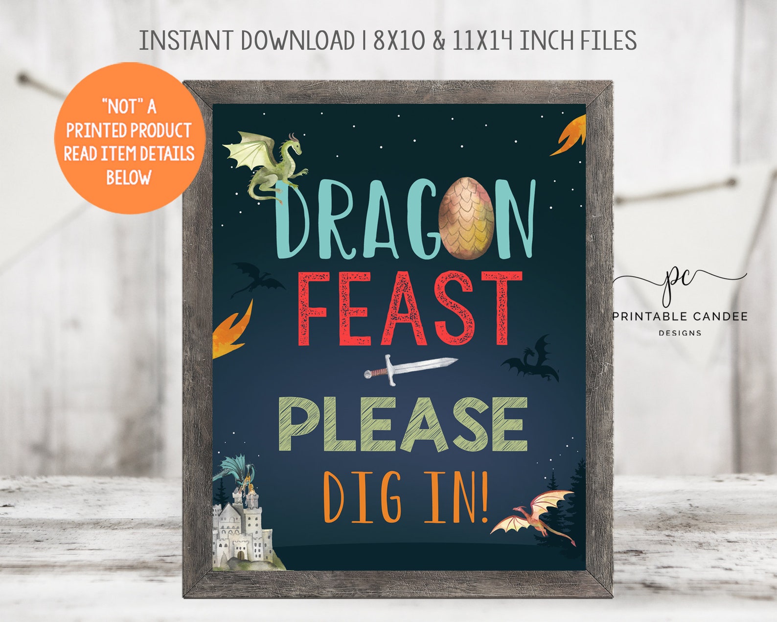 Dragon Food Sign Dragon Birthday Party Printables Dragon Feast - Etsy