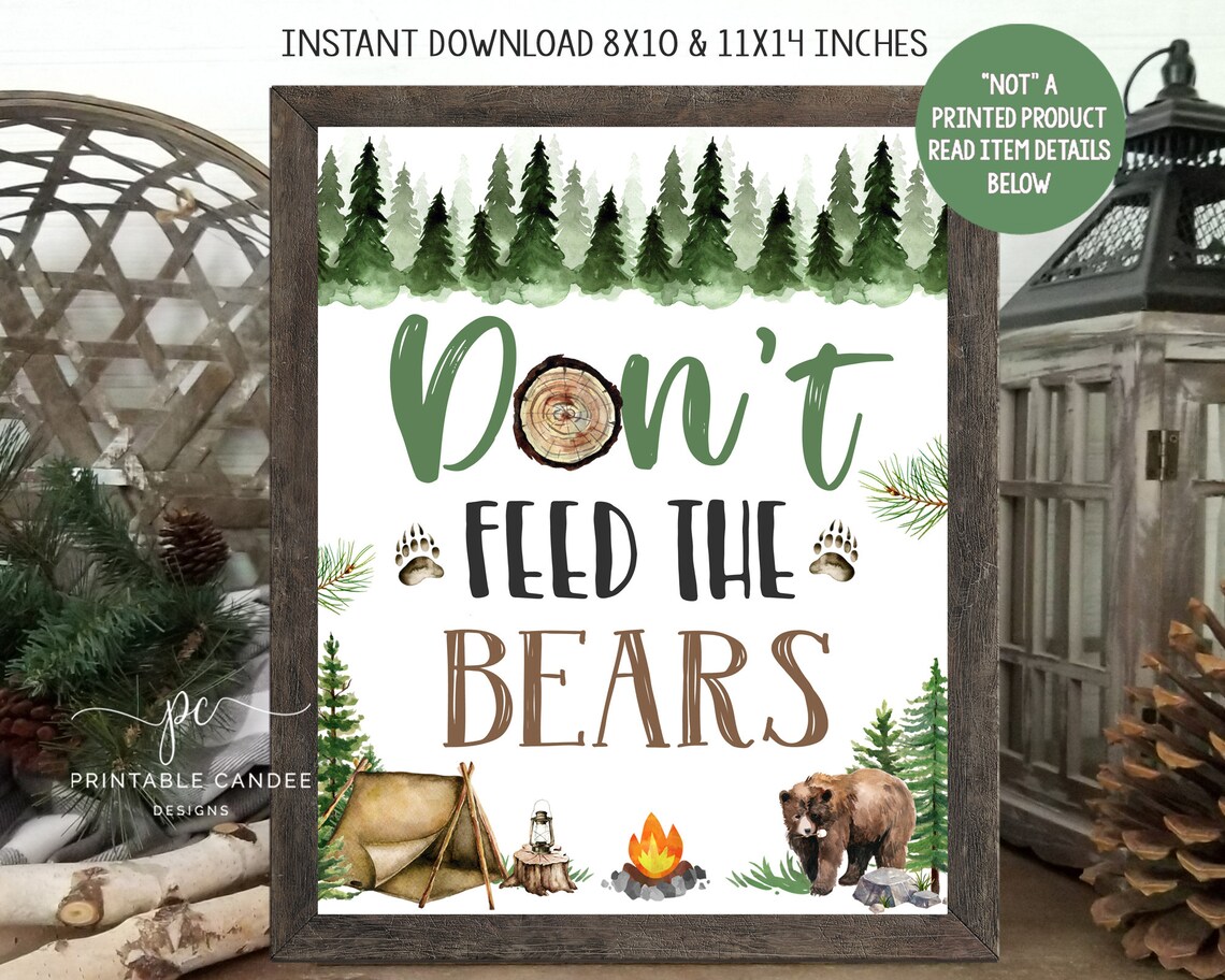 Camping Don't Feed the Bears Sign Party Decor Lumberjack | Etsy UK